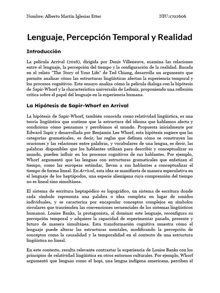 Lenguaje, Percepción Temporal y Realidad | PDF | Gottfried Wilhelm Leibniz | Enseñanza de matemática