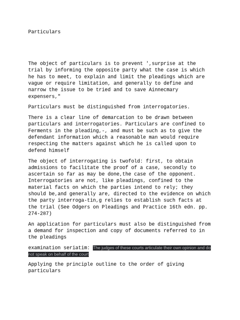 Understanding Legal Particulars vs. Interrogatories | PDF ...