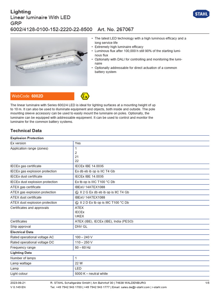 LED Linear Luminaire 6002/4128-0100 | PDF | Lighting | Pipe (Fluid ...