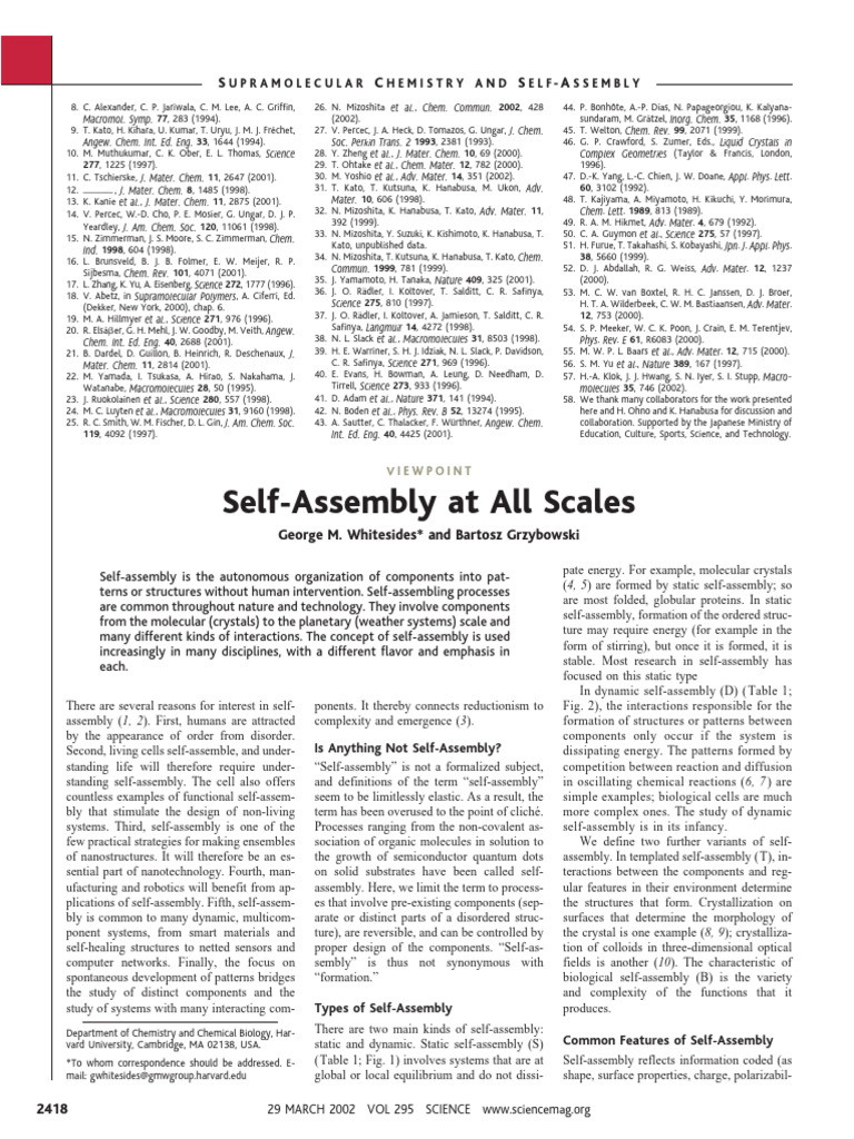 Self Assembly at All Scale - Science Paper | PDF | Self Assembly ...