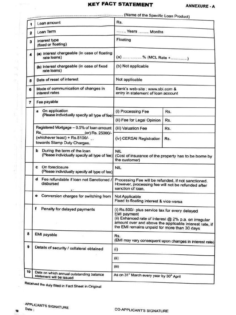 Key Fact Statement | PDF