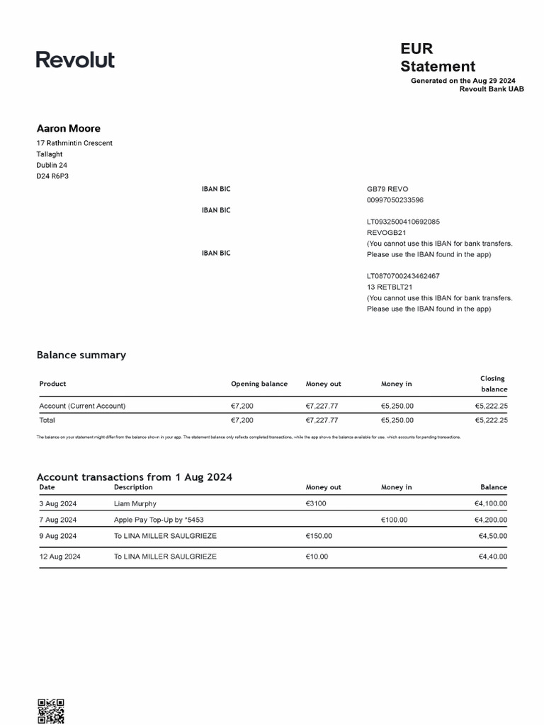 661823389 Sandra Revolut Statement 2024 1 | PDF