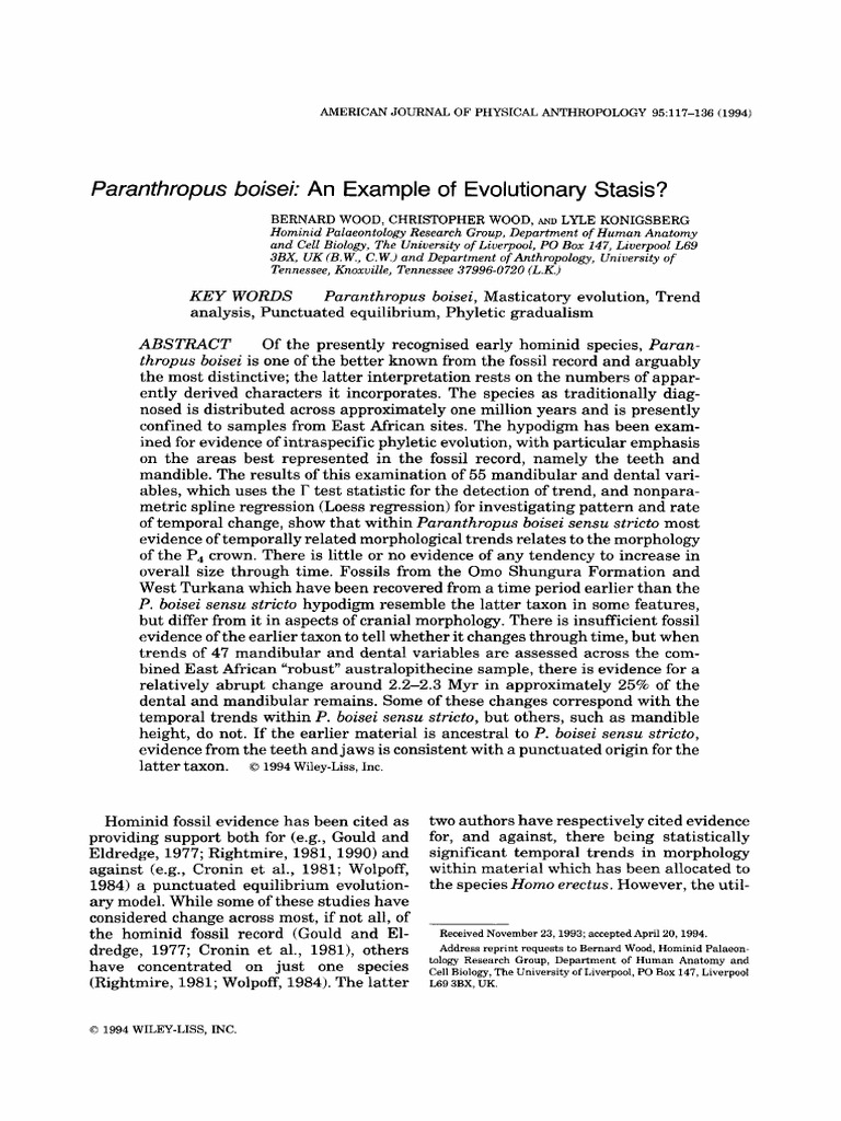 Paranthropus Boisei An Example of Evolut | PDF