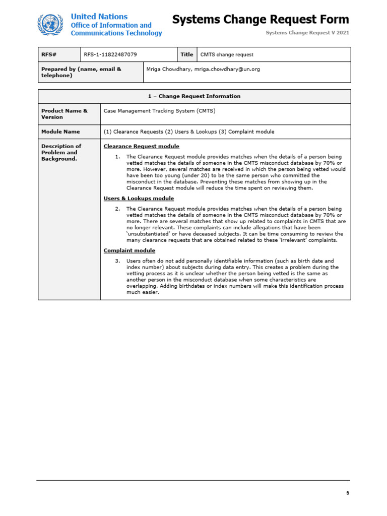 RFS-1-11822487079 - Change Request Form (Section 1,2 and 3) | PDF ...