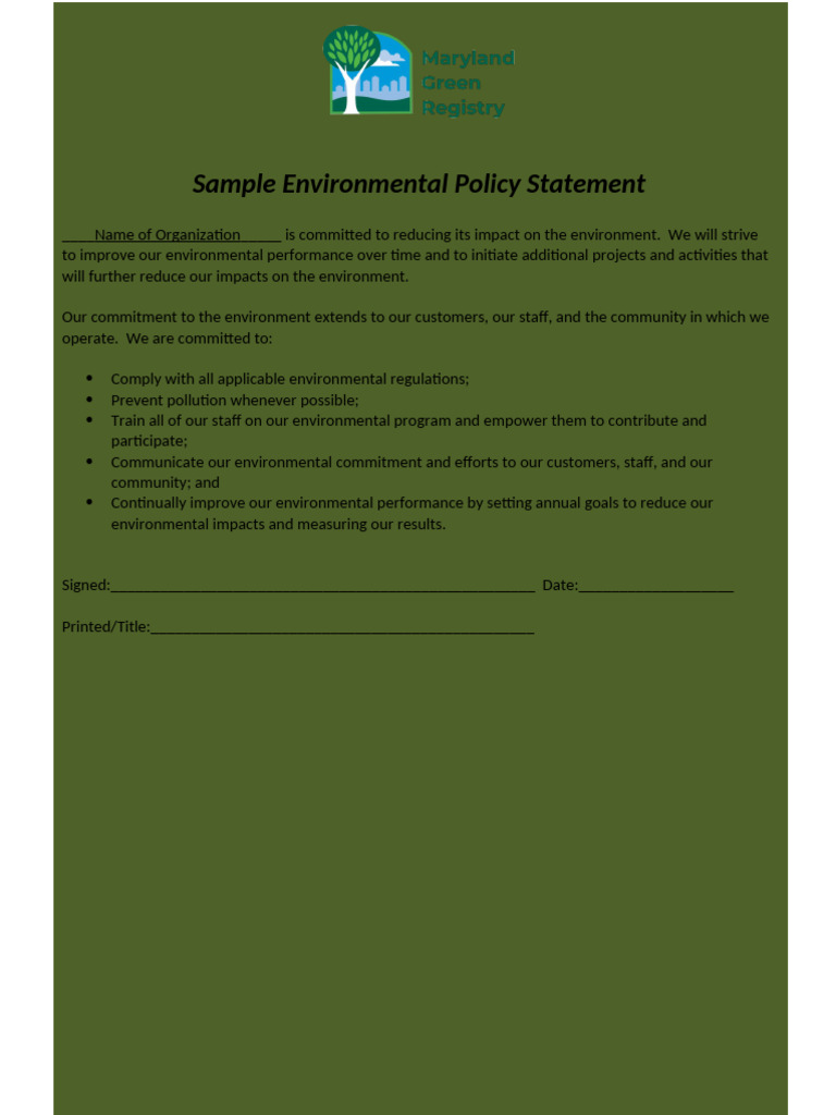 MGR Environmental Policy Statement | PDF