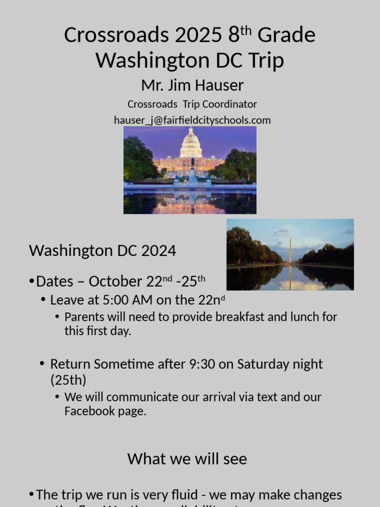 8th Grade DC Trip Details | PDF