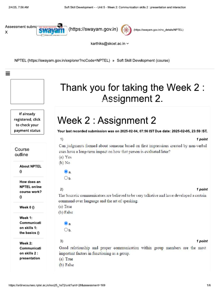 Soft skill development week 2 answers | PDF