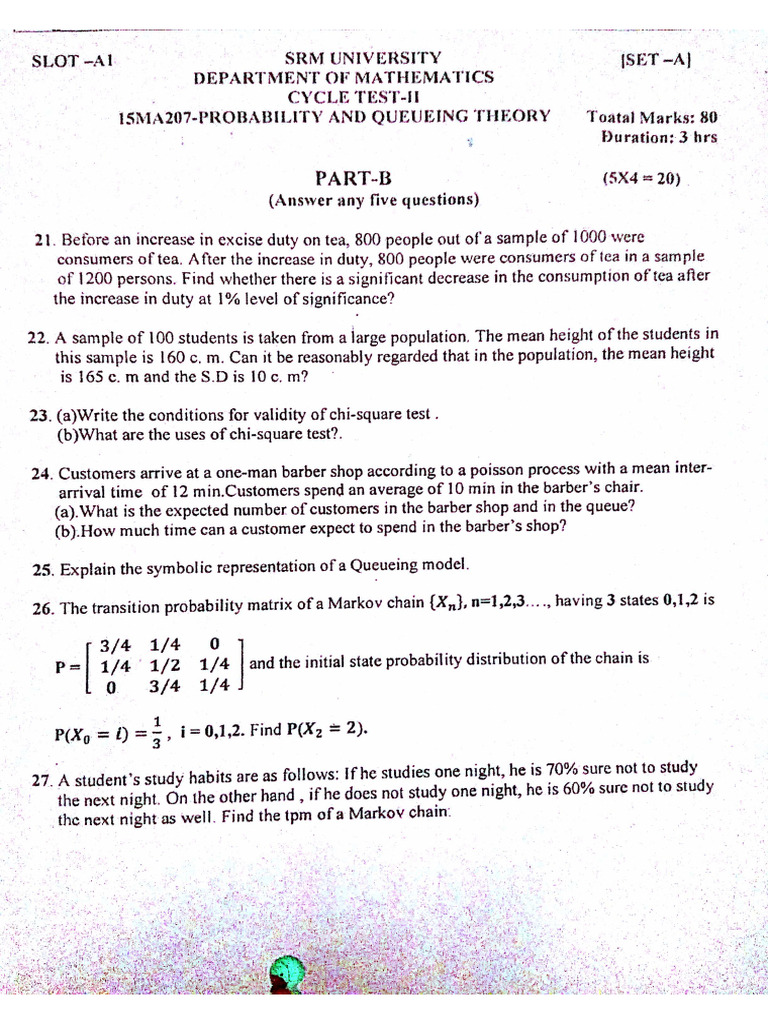 Probability and Queuing Theory CT2-CT2 | PDF