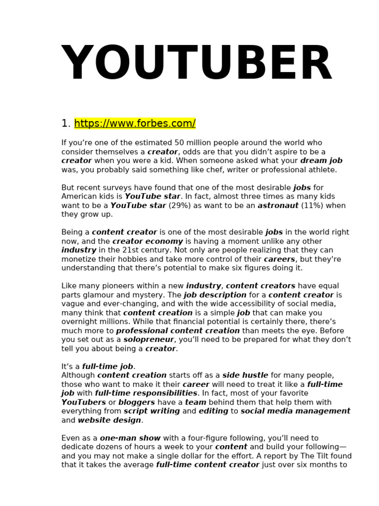 YOUTUBER | PDF | Mass Media