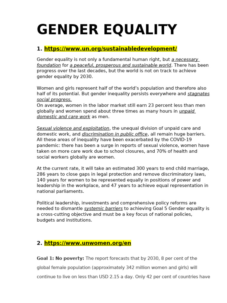 GENDER EQUALITY | PDF | Gender Studies | Gender Equality GENDER EQUALITY | PDF | Gender Studies | Gender Equality