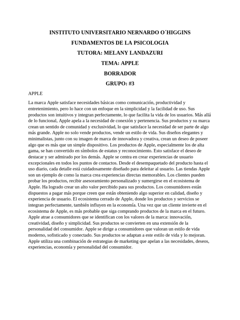 Apple: Satisfaciendo Necesidades del Consumidor | PDF | Marca | Apple Inc.
