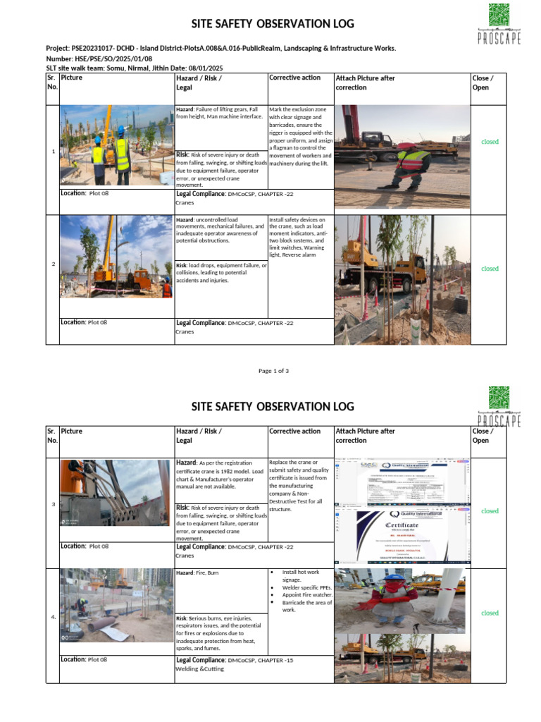 PSE - DCH Plot 08 and 16 - Site Observation Report | PDF | Crane ...