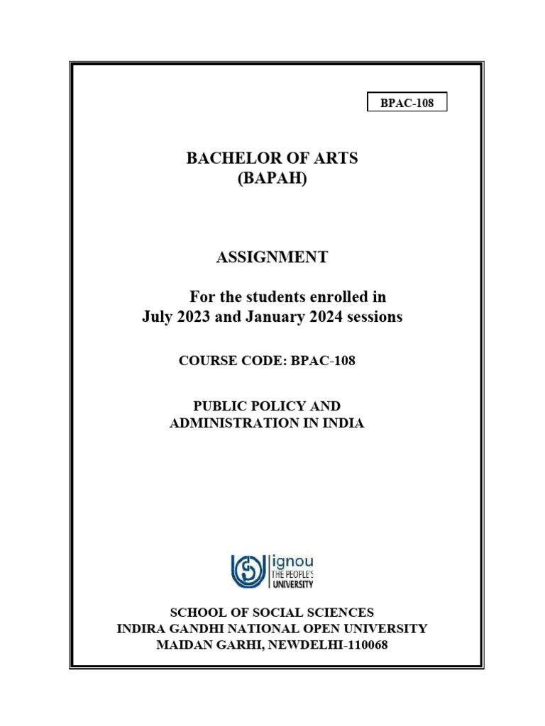 BPAC 108 (E) 2023_24 | PDF | Essays | Cognition