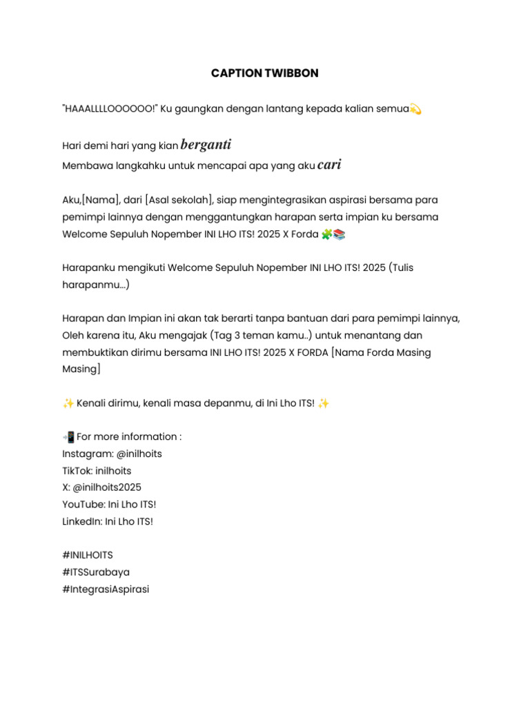 Caption Twibbon | PDF