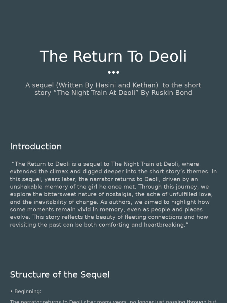 Return to Deoli: A Nostalgic Sequel | PDF