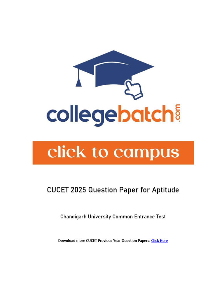 CUCET 2025 Aptitude Sample Paper | PDF