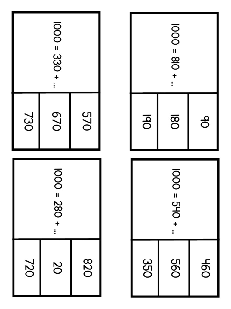 Compléments À 1000 Jeu 2 Cartes À Pince | PDF