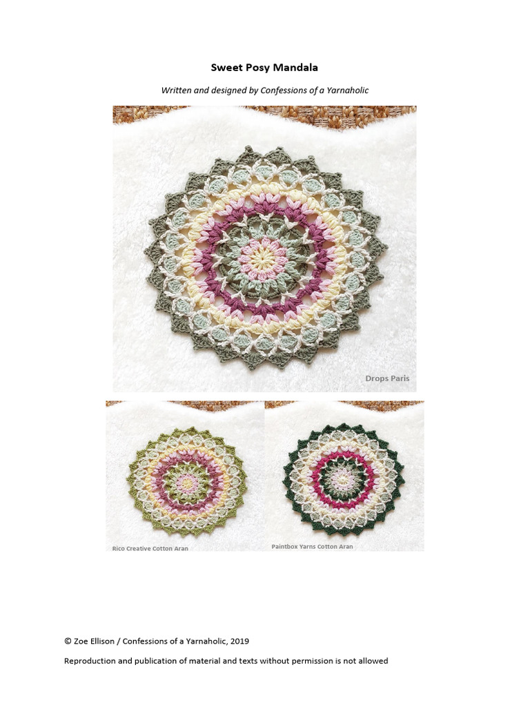 Sweet Posy Mandala US 1 | PDF | Crochet | Yarn