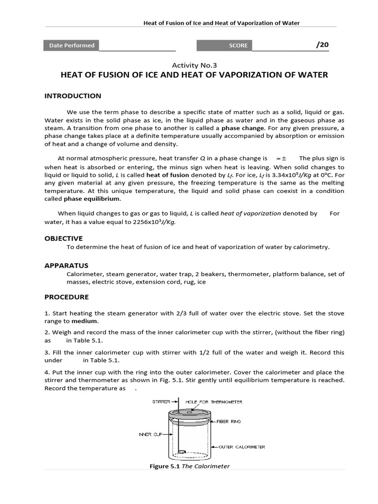Heat of Fusion and Vaporization Experiment | PDF | Phase (Matter) | Heat