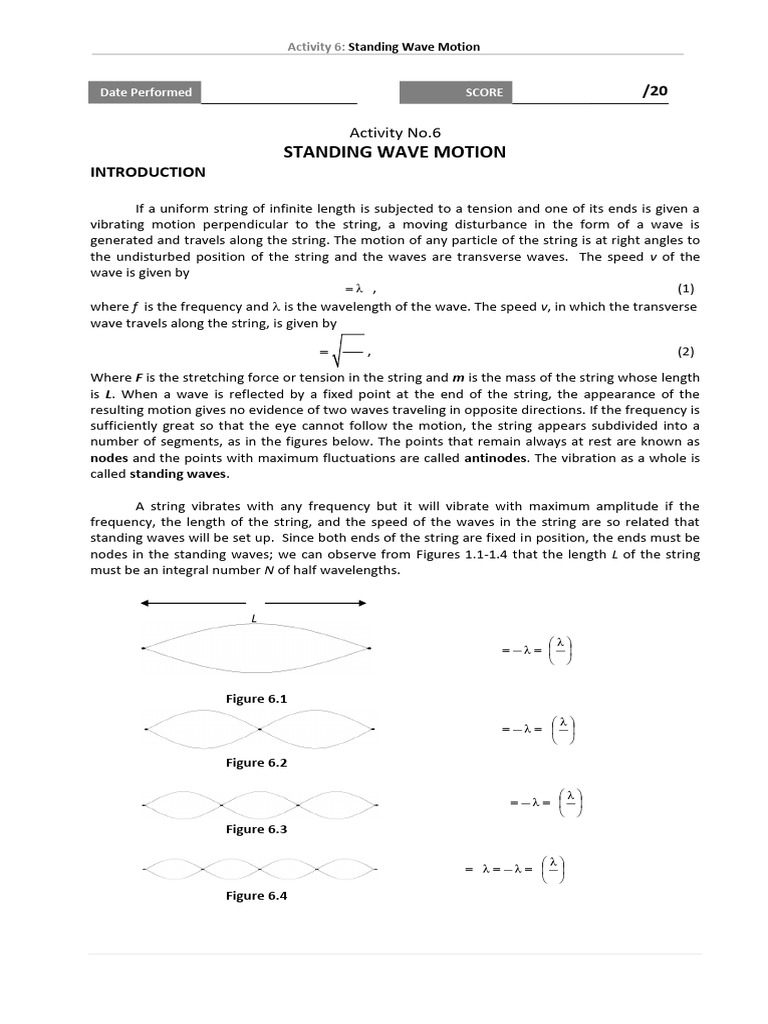 Act-6 - STANDING WAVE MOTION | PDF | Waves | Tension (Physics)