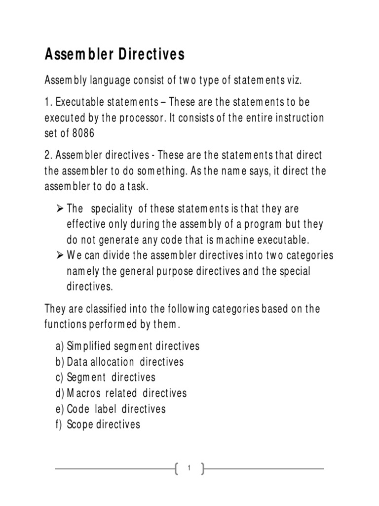 Notes Assembler Directives Pdf Assembly Language String Computer Science 
