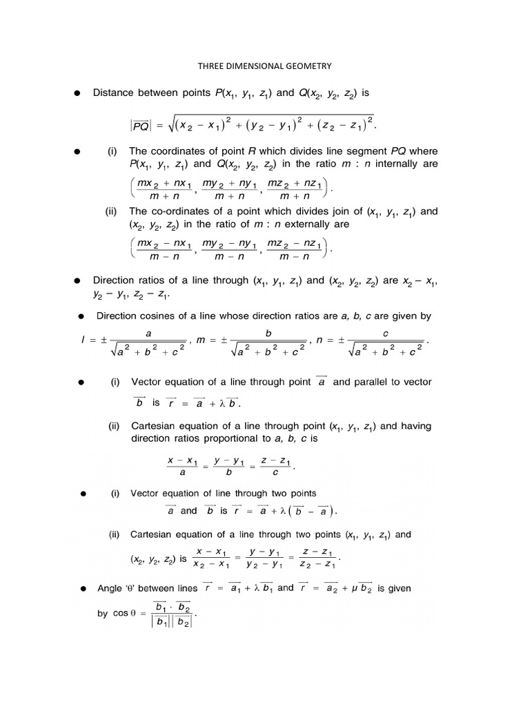 Understanding Three Dimensional Geometry | PDF