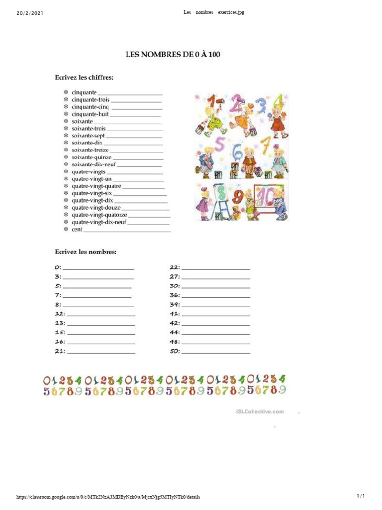 Les Nombres Exercices - JPG | PDF
