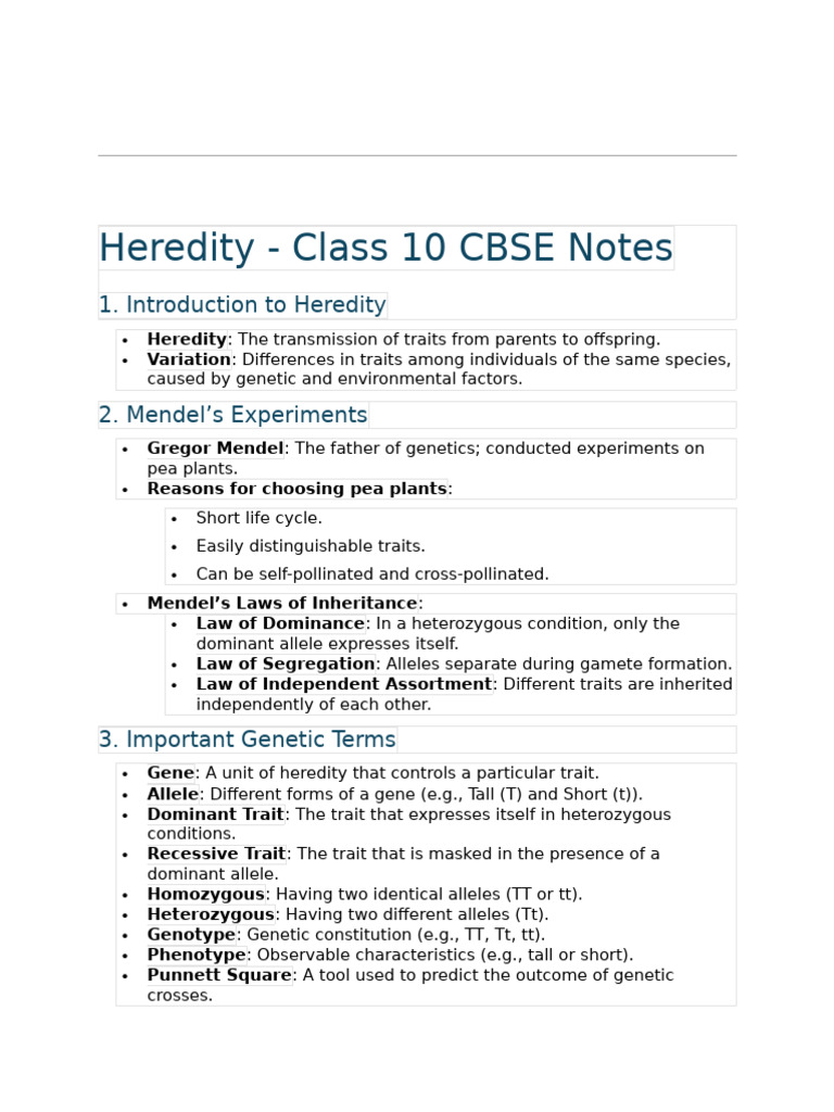 Heredity Notes | PDF | Dominance (Genetics) | Genetics