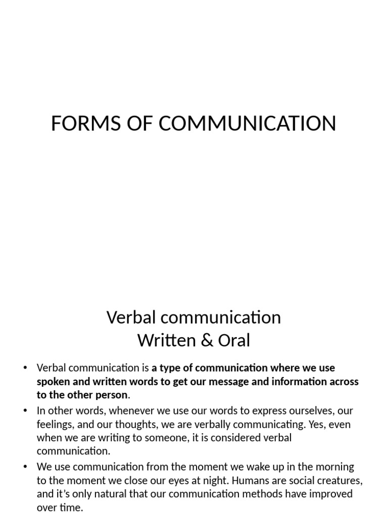 FORMS OF COMMUNICATION | PDF | Communication | Nonverbal Communication