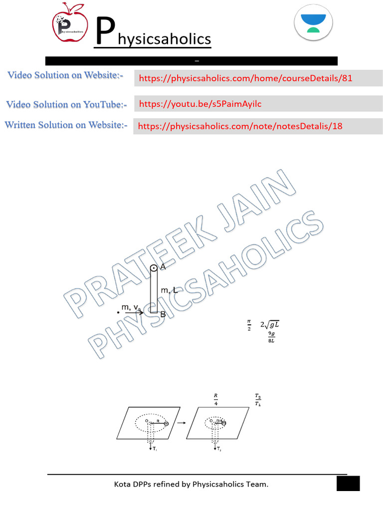 DPP-5 (JEE Main & Adv.) Rotation - Conservation of Angular Momentum, Angular Impulse | PDF ...