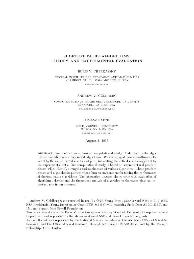 Shortest Paths Algorithms Theory And Experimental Evaluation Pdf Queue Abstract Data Type
