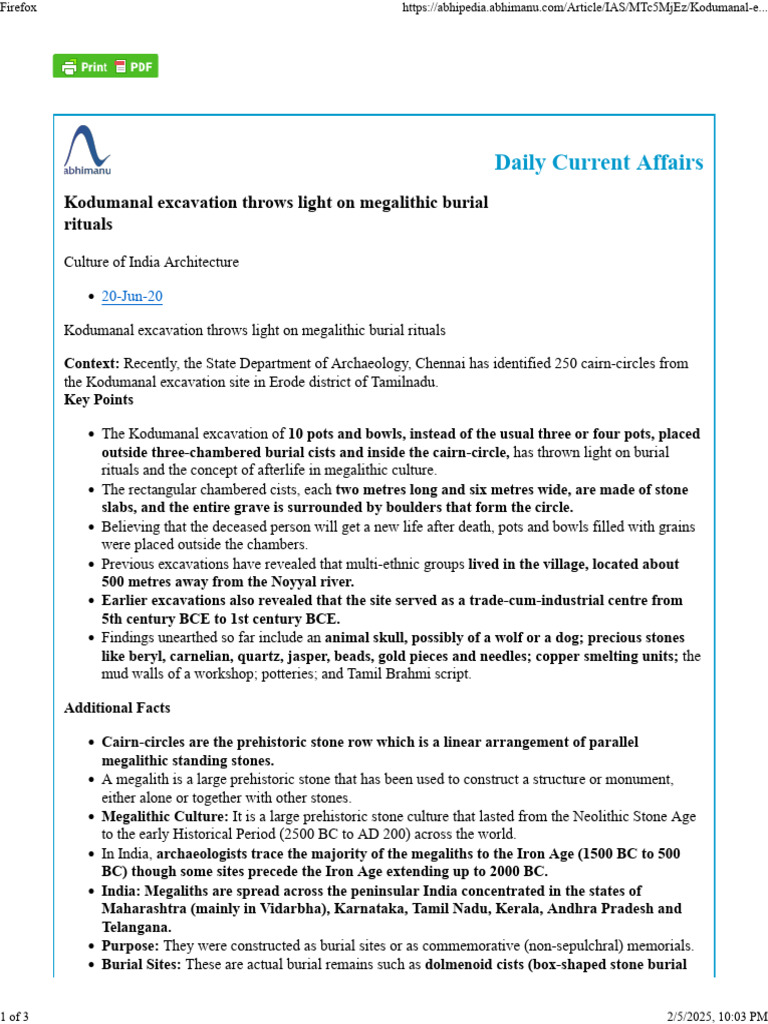 Kodumanal Excavation Insights on Megaliths | PDF | Burial | Archaeology