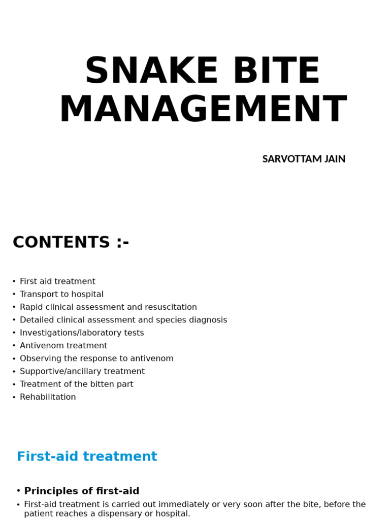 Snake Bite Management Guidelines | PDF | Blood | First Aid
