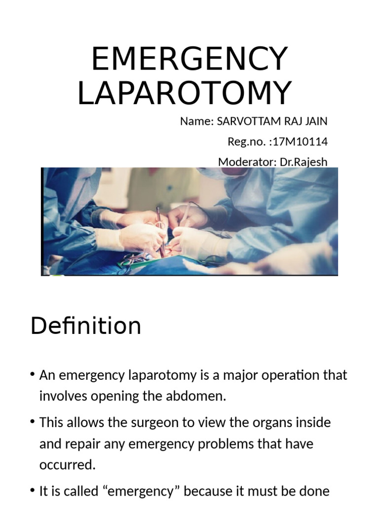 Emergency Exploratory Laparotomy Guide | PDF | Peritoneum | Medical ...