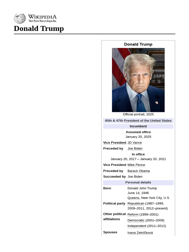Donald Trump: 45th & 47th U.S. President | PDF | Donald Trump ...