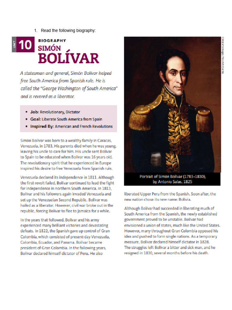 REVIEW and ASSESS Simon Bolivar | PDF