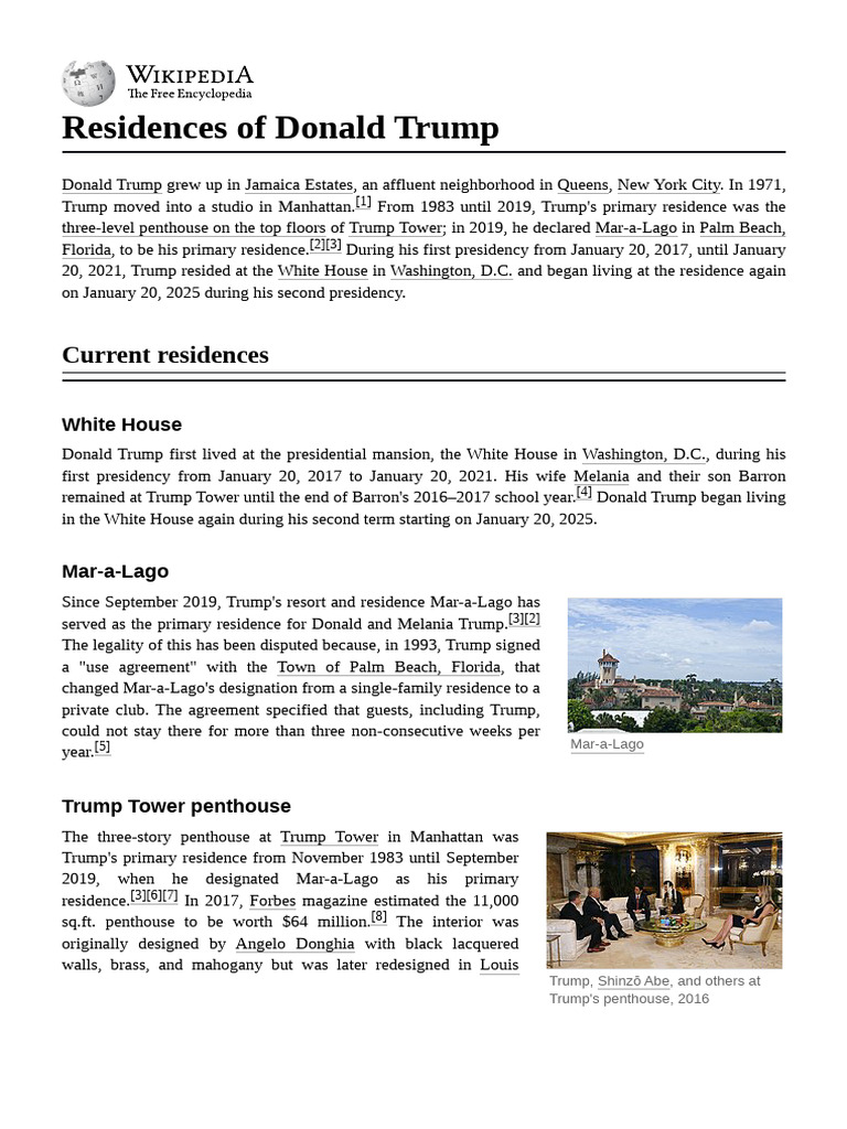 Residences of Donald Trump | PDF