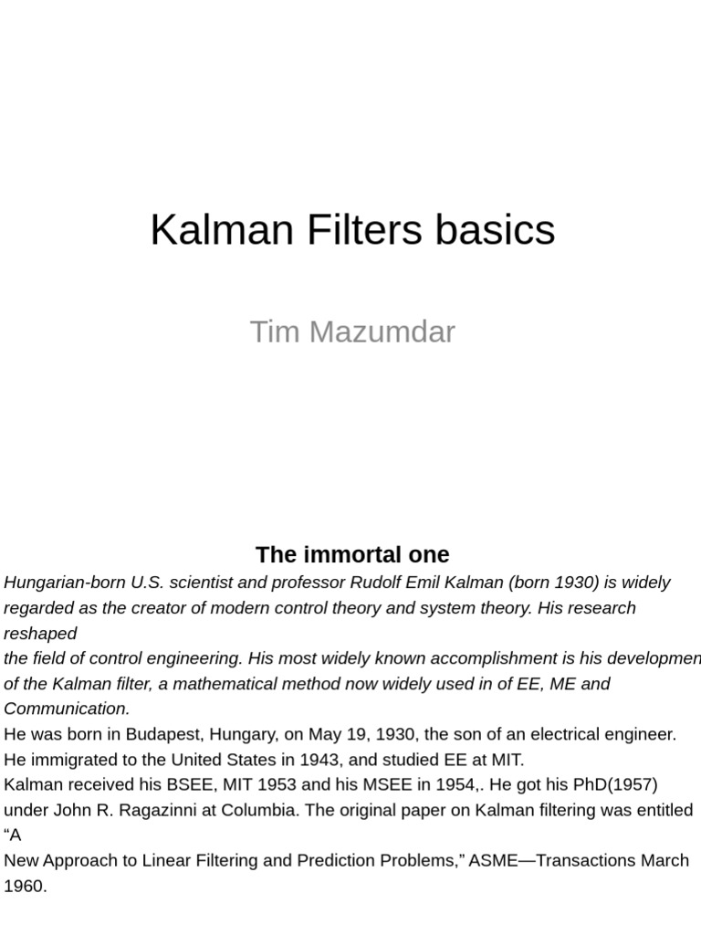 Kalman Equationsv3 | PDF | Kalman Filter | Estimator