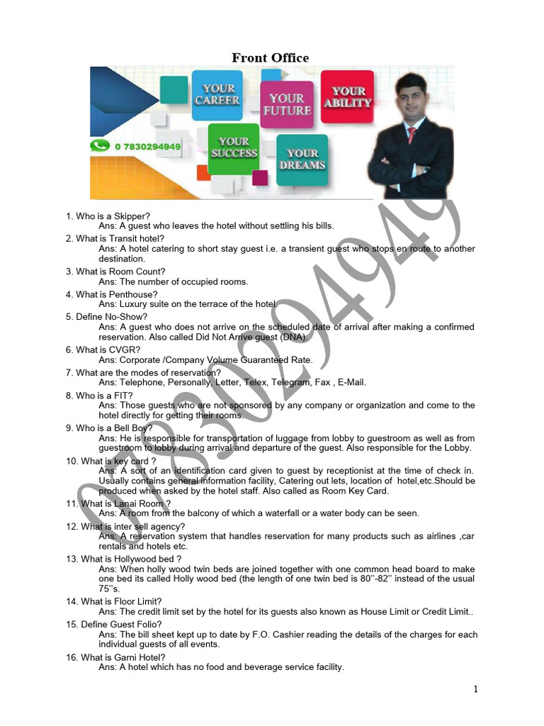 Questions-of-Front-Office- | PDF | Hotel