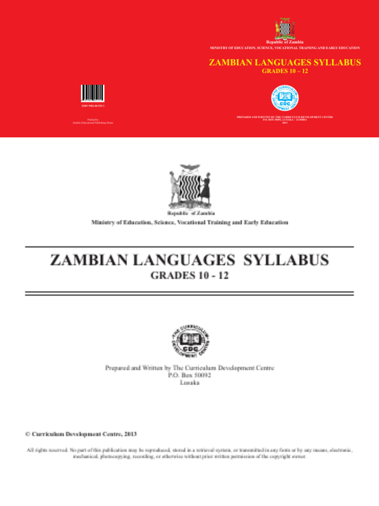 Zambian Languages 10 12 | PDF | Learning | Curriculum