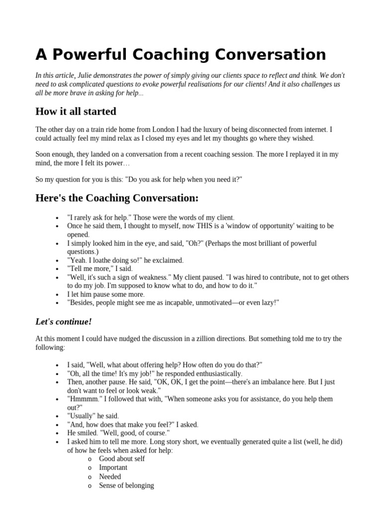 A Powerful Coaching Conversation | PDF | Psychology | Psychological ...