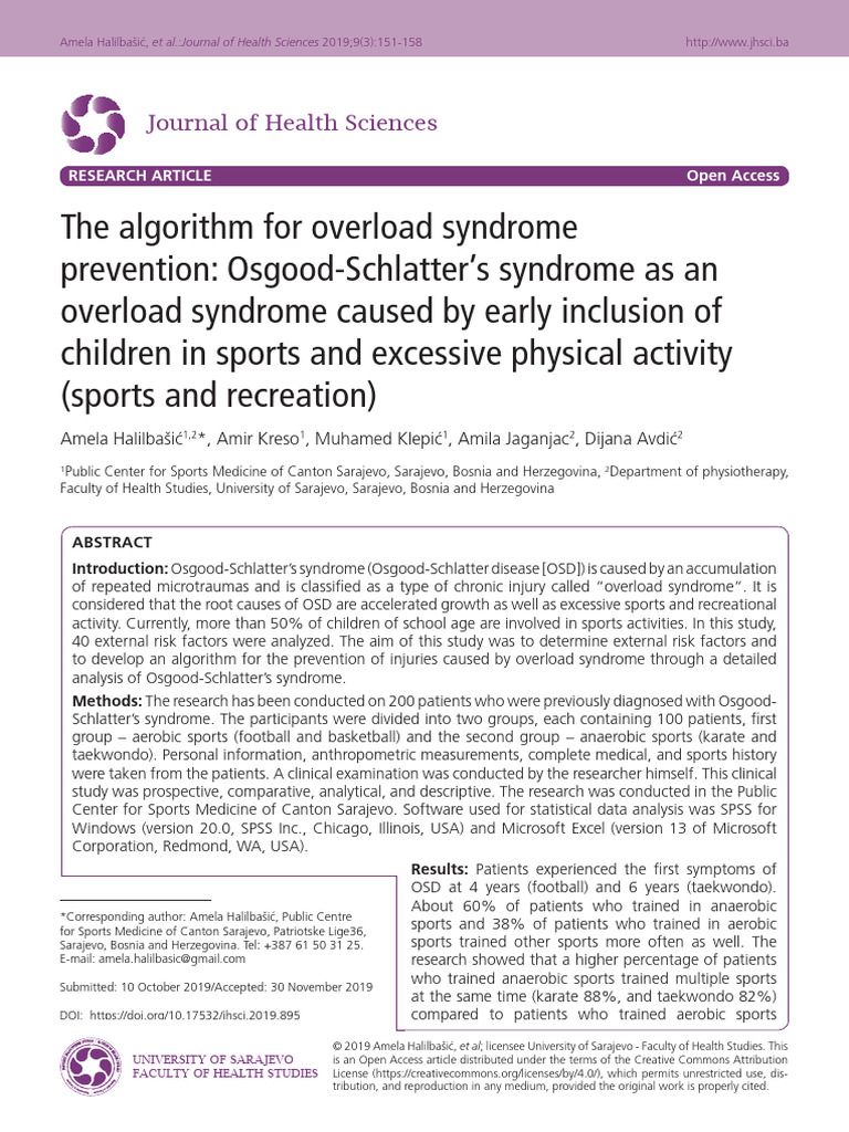 The Algorithm For Overload Syndrome Prevention Osgood Schlatter S | PDF ...