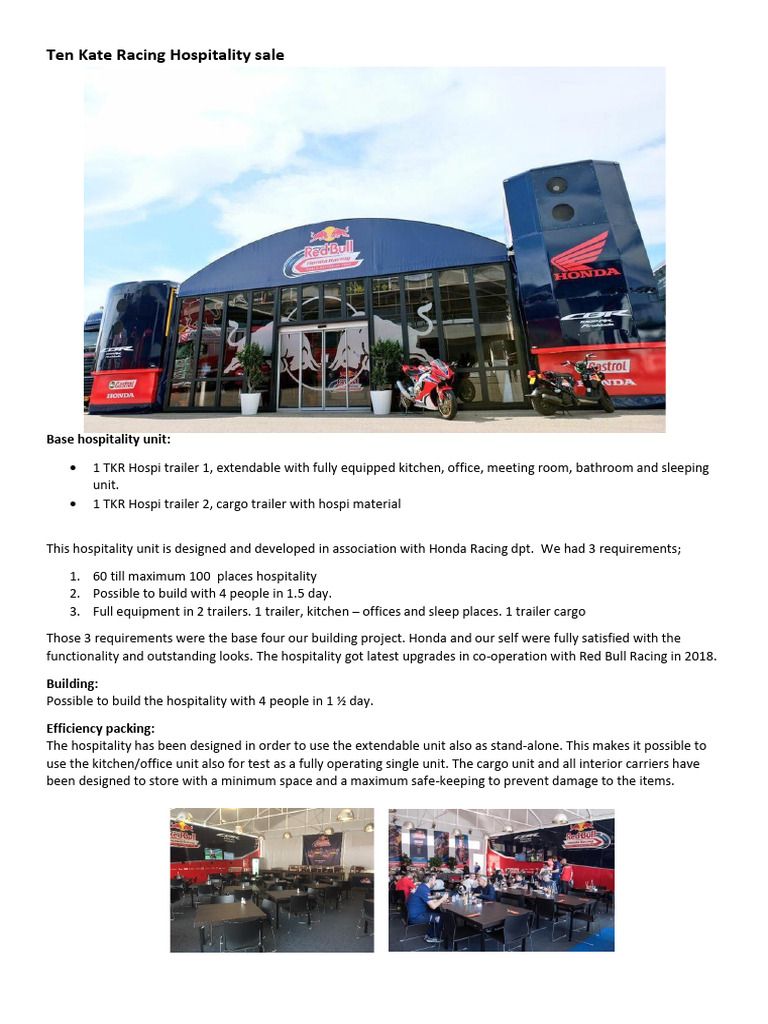 Ten Kate Racing Hospitality Sale | PDF | Kitchen | Home
