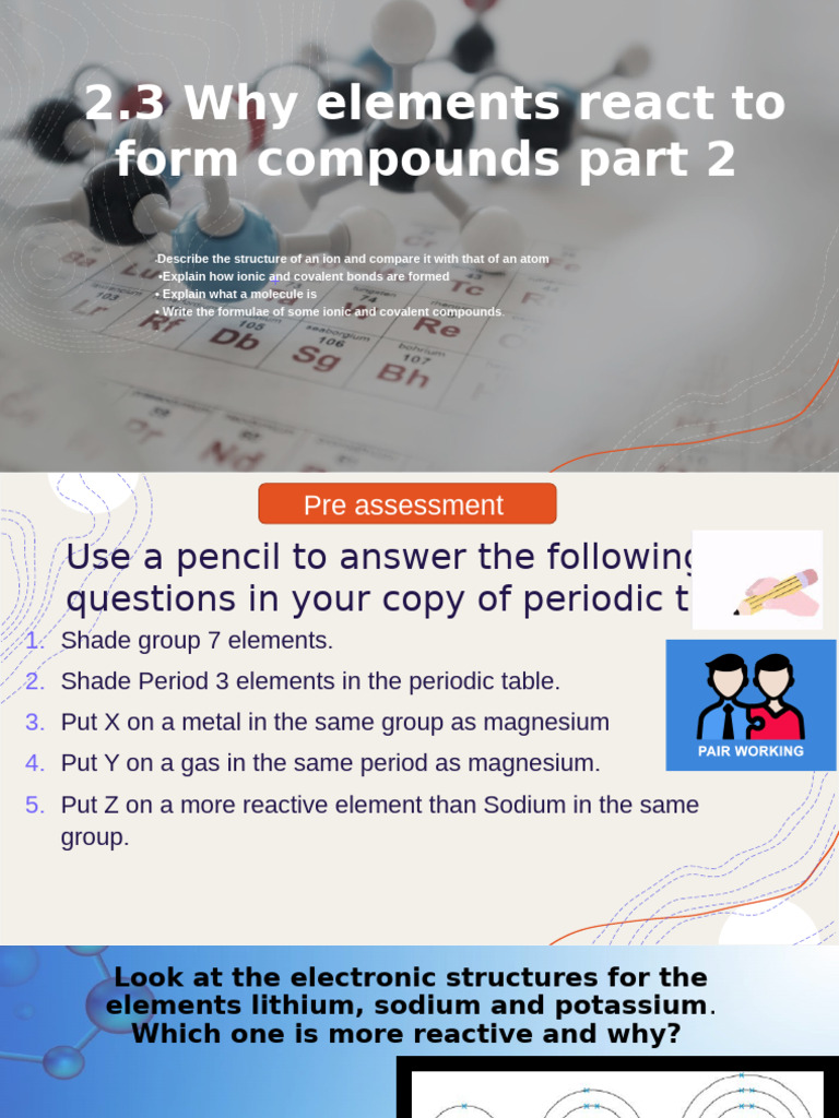 3 Why Elements React To Form Compounds | PDF | Ion | Chemical Bond