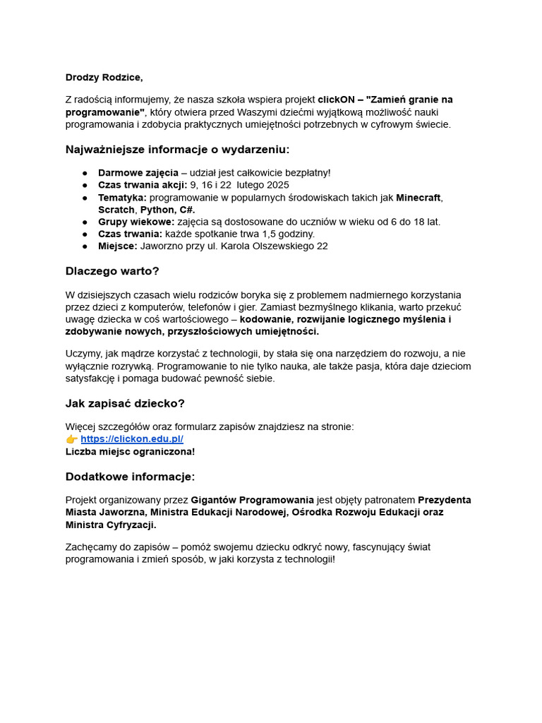 Programowanie - Informacja | PDF