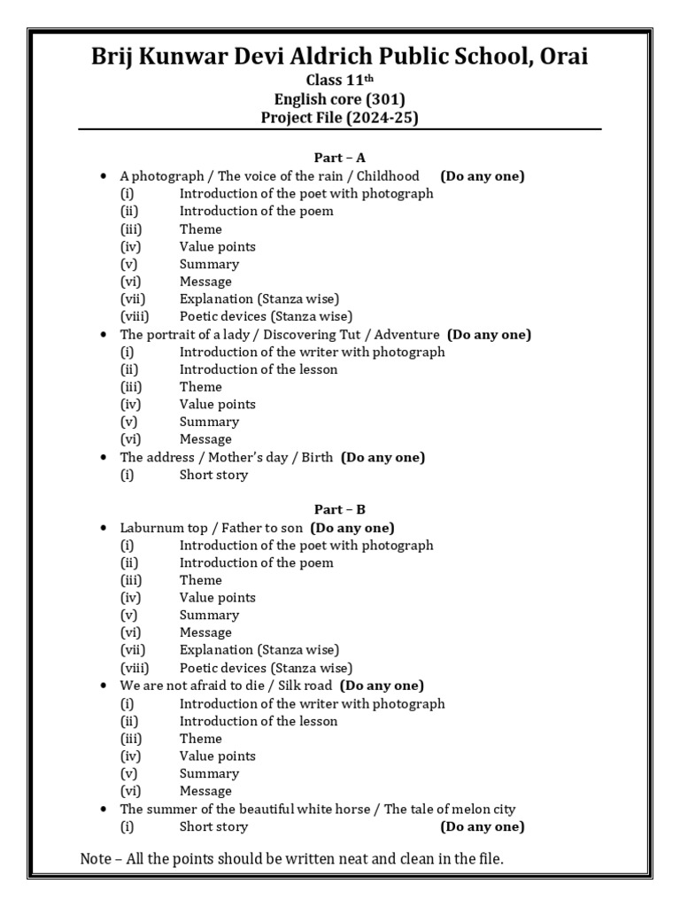 Class 11th Project File | PDF