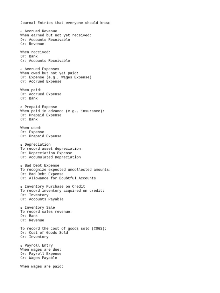 Essential Journal Entries Guide | PDF