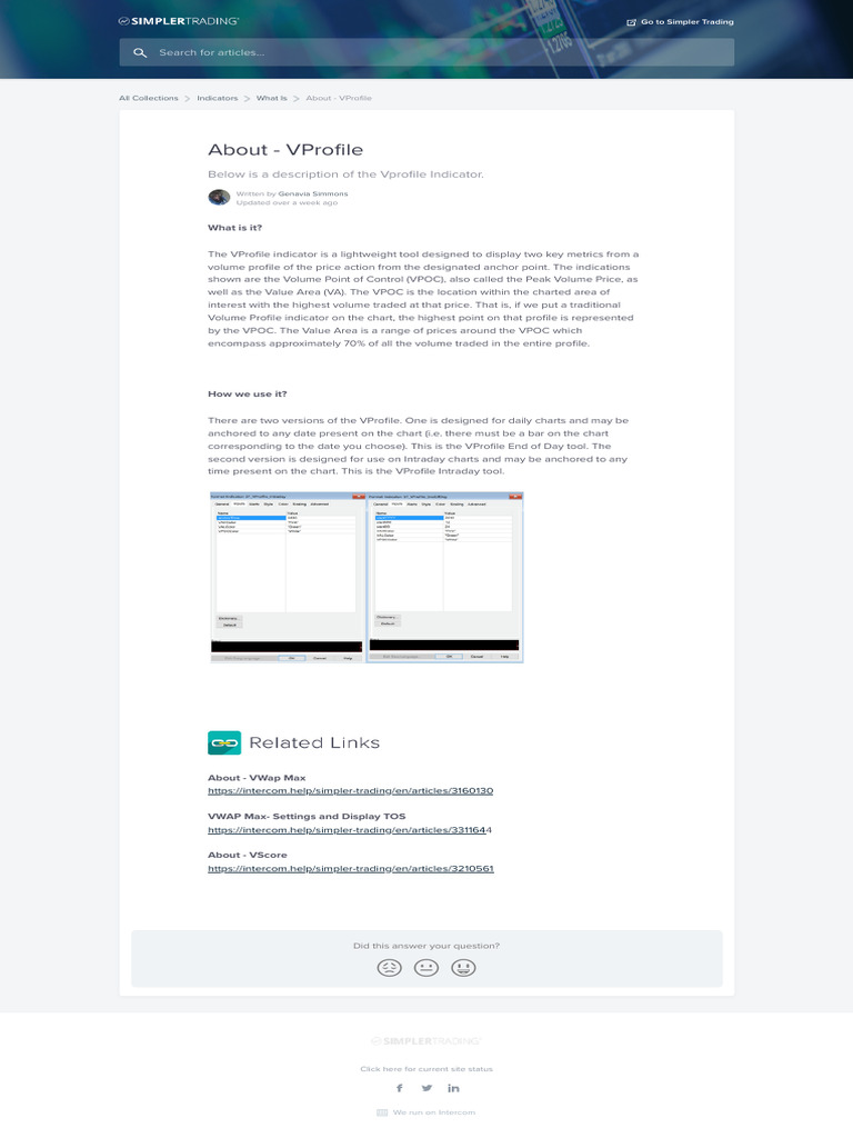About - VProfile - Simpler Trading Help Center | PDF