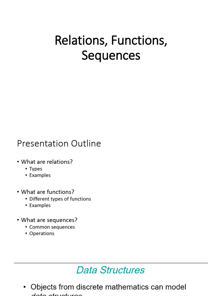 Understanding Relations, Functions, Sequences | PDF
