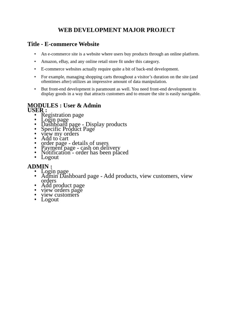 Major - WEB DEVELOPMENT PROJECT | PDF